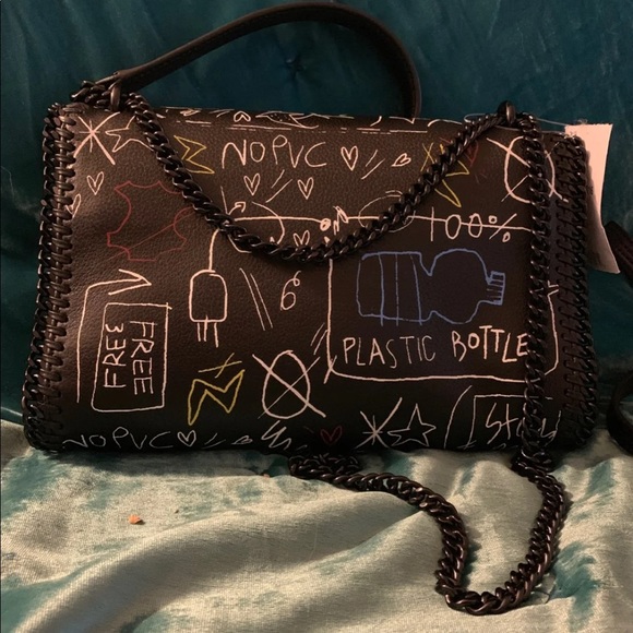 Stella McCartney | Bags | Stella Mccartney Graffiti Black Chain Bag ...